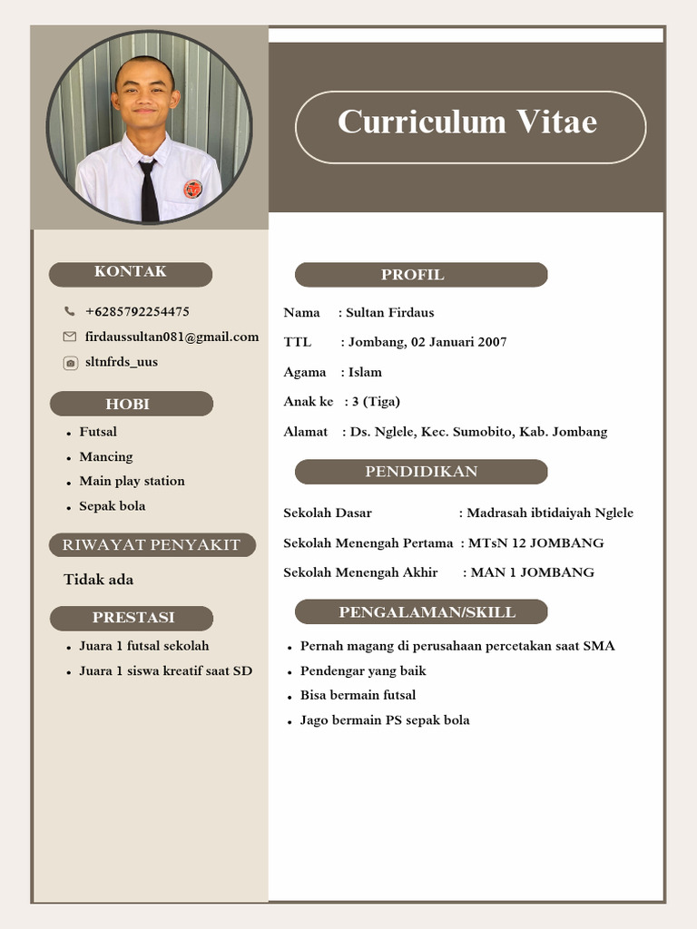 CV - TMPP 1B - 25 - Sultan Firdaus | PDF