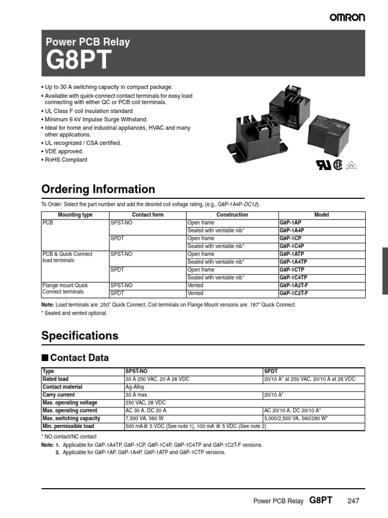 Omron G8P 1C4P - DC48 Datasheet | PDF