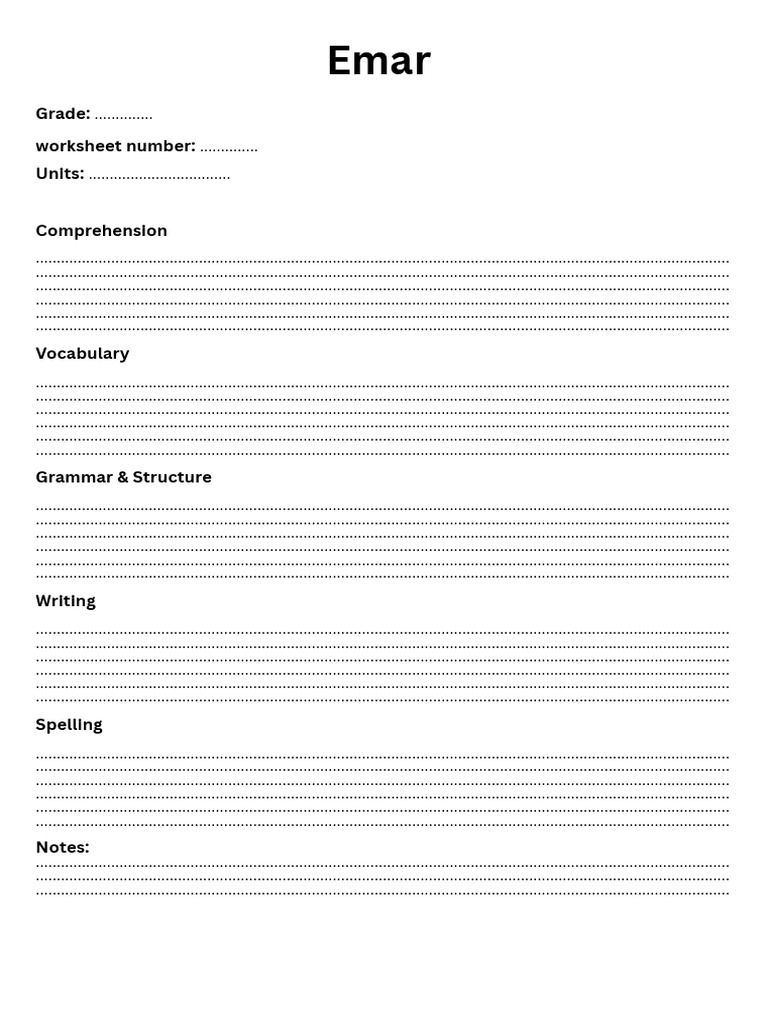 Emar Worksheet Template PDF | PDF