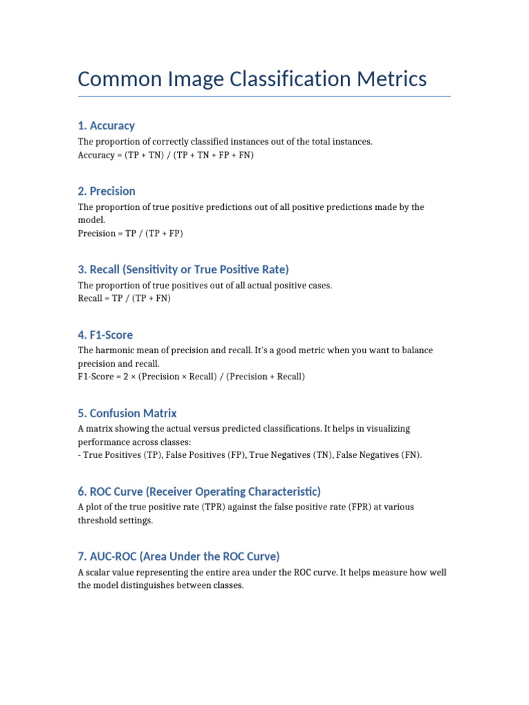 Image Classification Metrics | PDF Image Classification Metrics | PDF