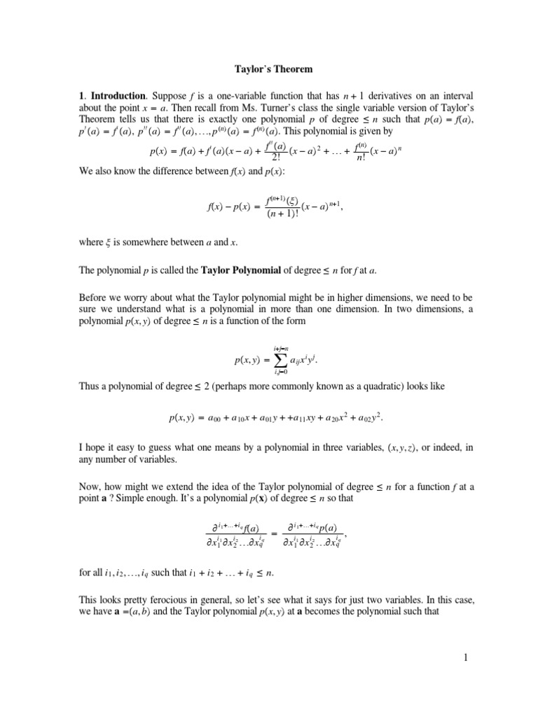 Taylor's Theorem | PDF | Trigonometric Functions | Complex Analysis Taylor's Theorem | PDF | Trigonometric Functions | Complex Analysis
