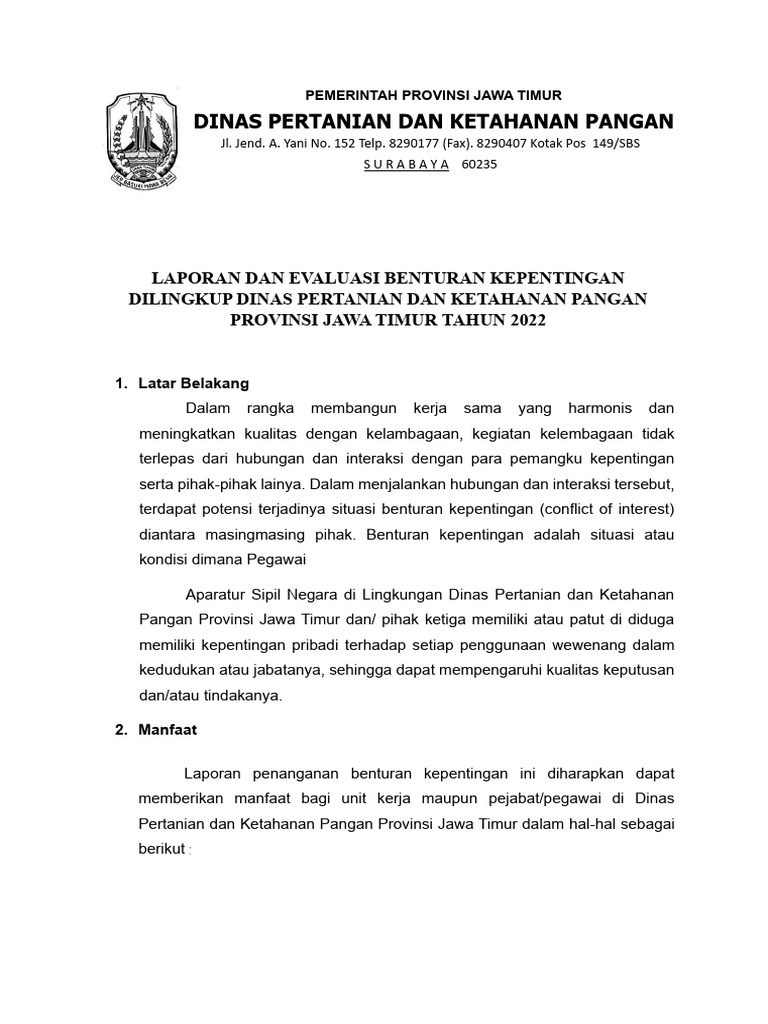 Laporan Benturan Kepentingan 2022 | PDF
