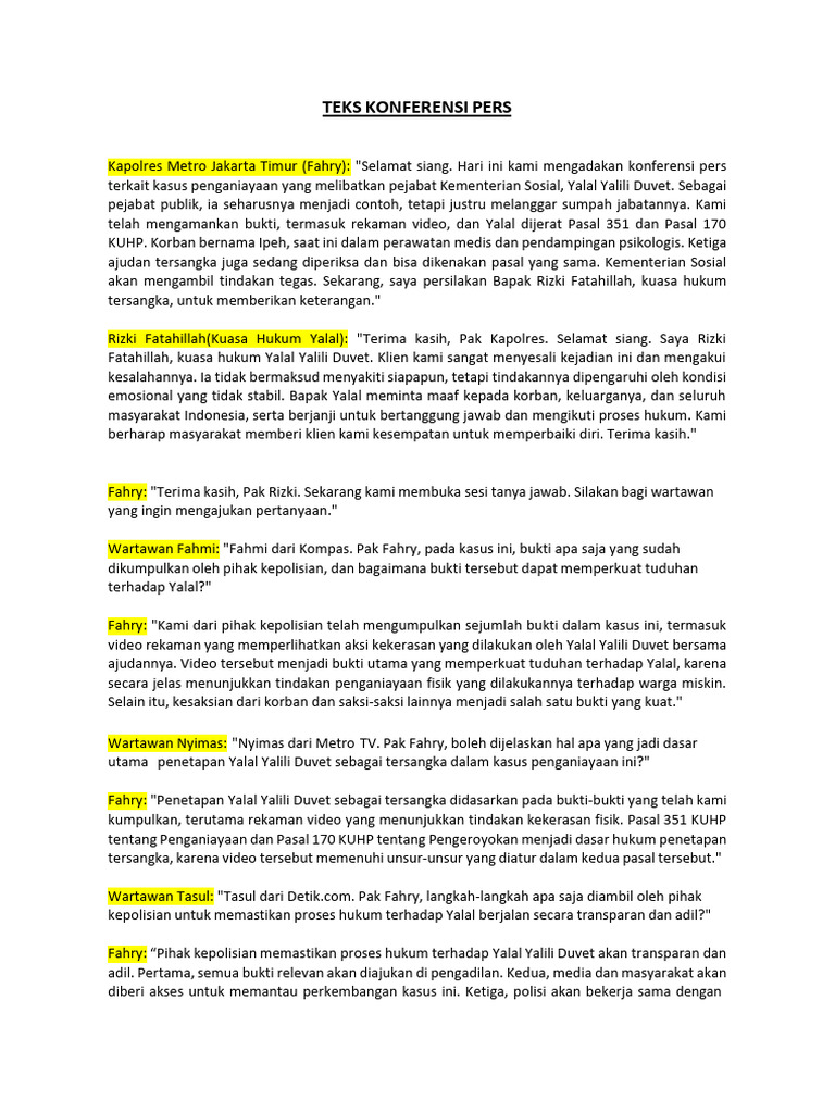 Konferensi Pers | PDF