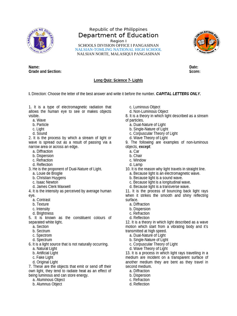 Long Quiz | PDF