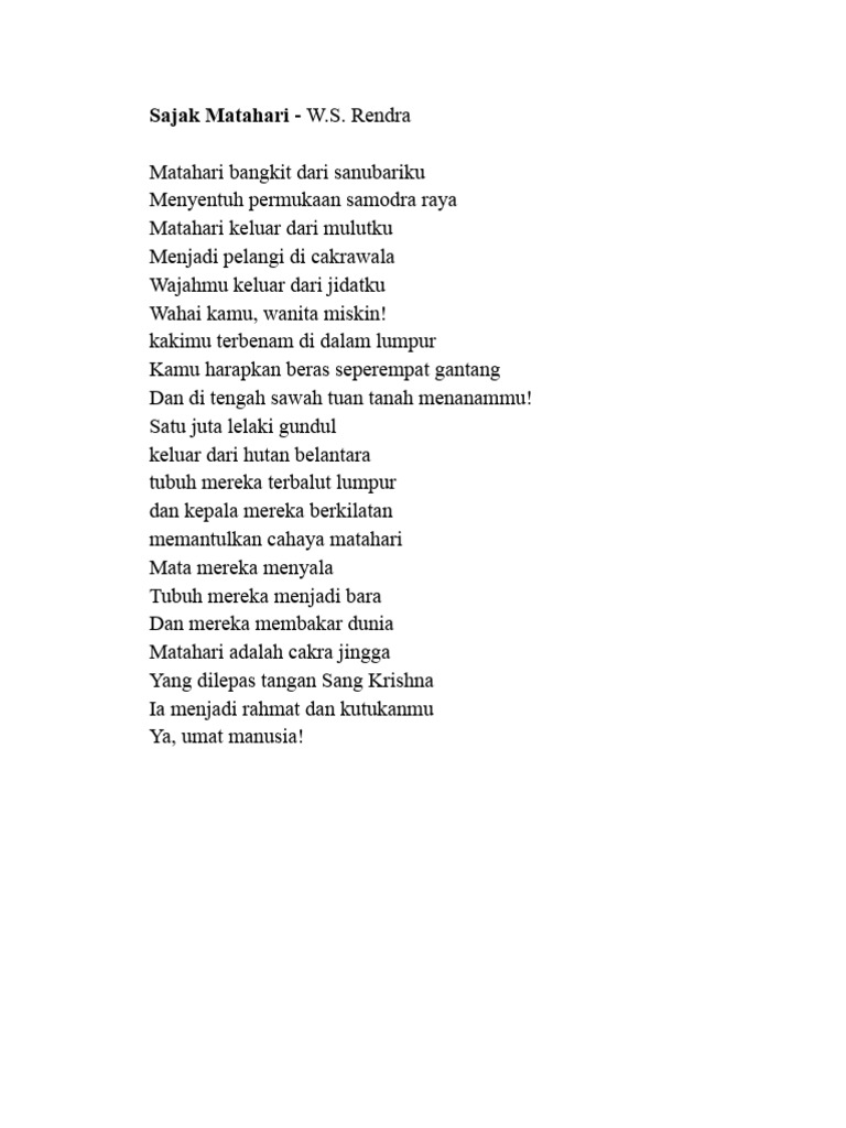 Puisi Ws Rendra | PDF