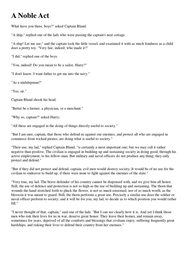 A Noble Act | PDF