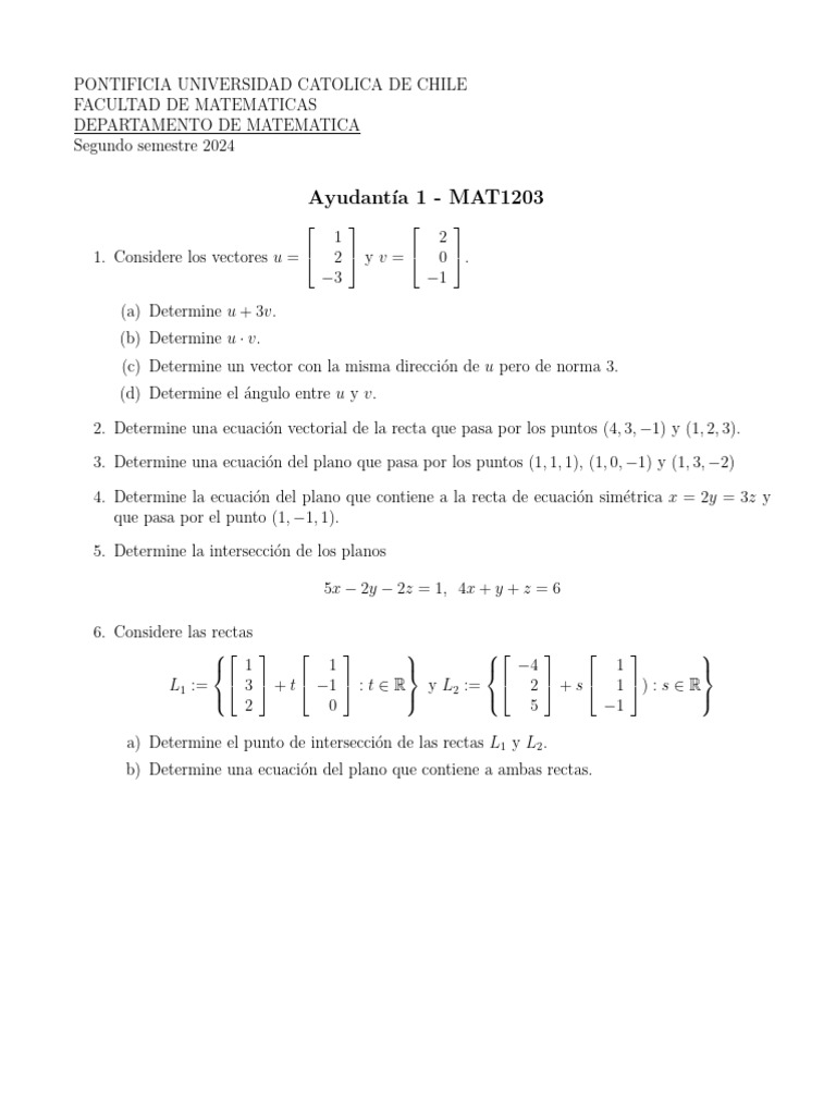 Ejercicios Algebra Lineal | PDF