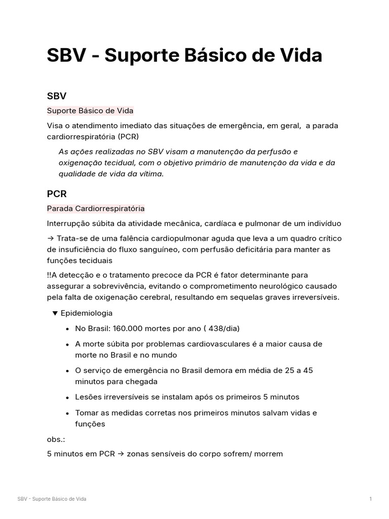 SBV - Suporte Bsico de Vida | PDF