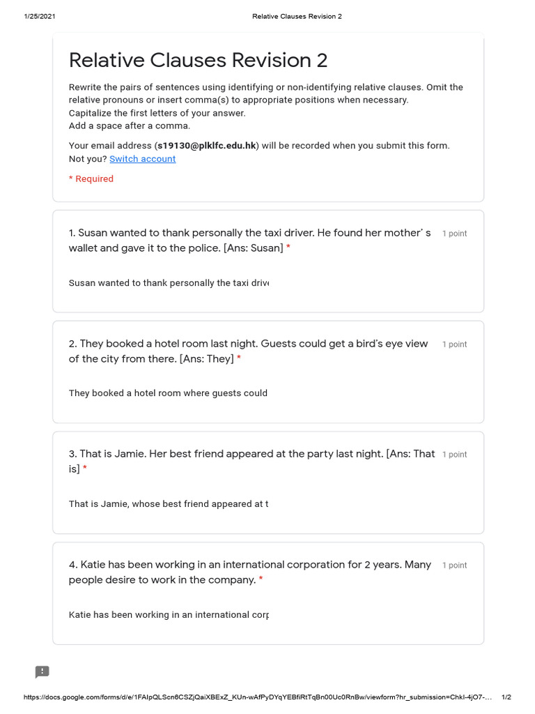 Relative Clauses Revision 2 | PDF