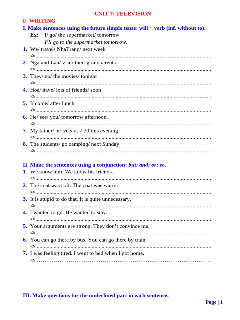 Writing E6 (Unit 7-12) | PDF