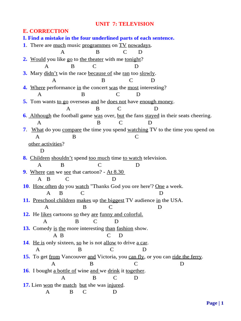 Correction E6 (Unit 7-12) | PDF