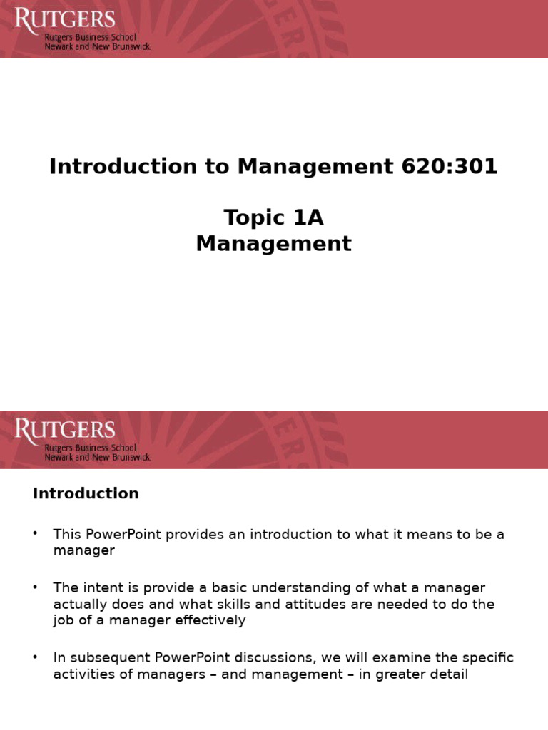 Topic 1A Management | PDF