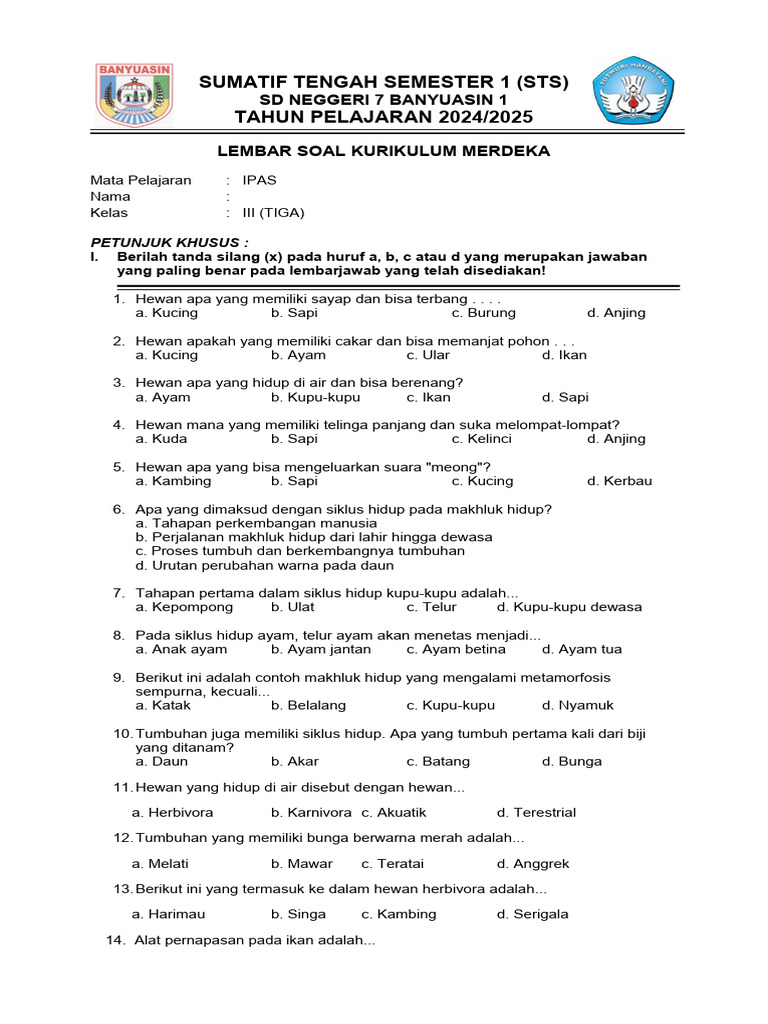 STS 1 Kelas III - IPAS | PDF