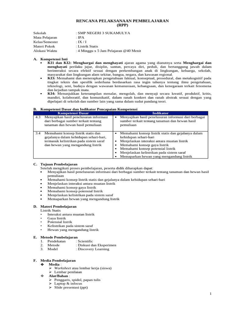 RPP 4 Listrik Statis | PDF