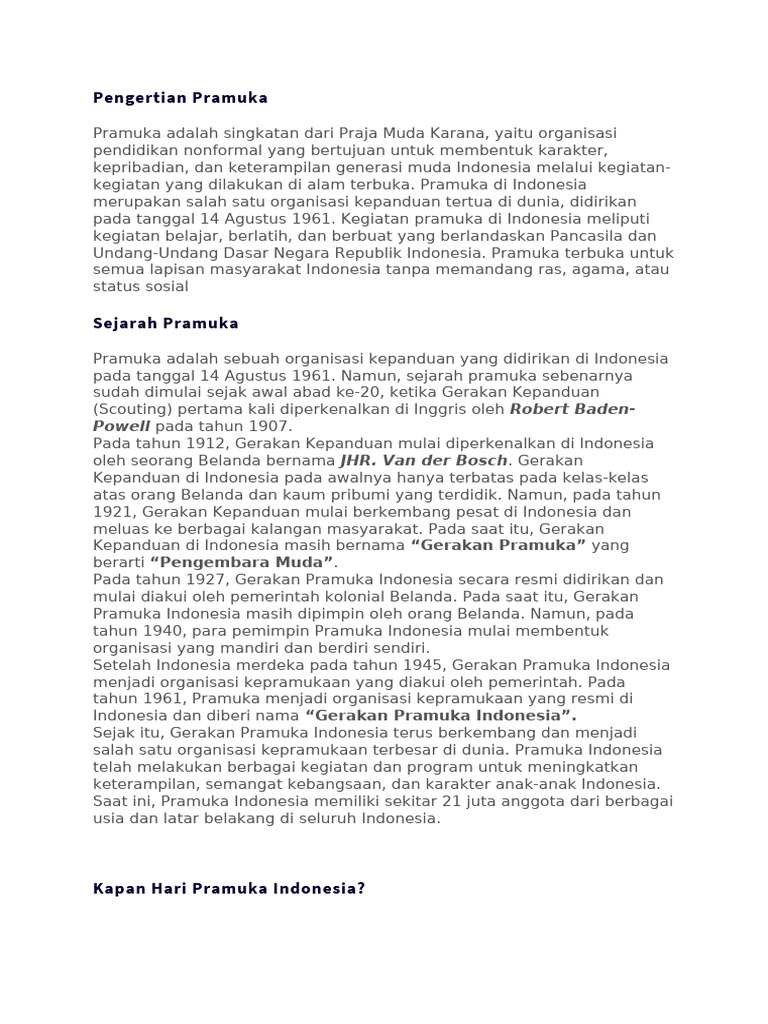 Pengertian Pramuka | PDF