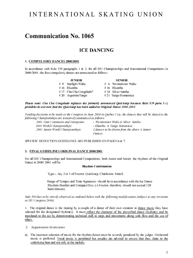 1065 ID Technical Rules 2000-01 | PDF | Figure Skating | Skating