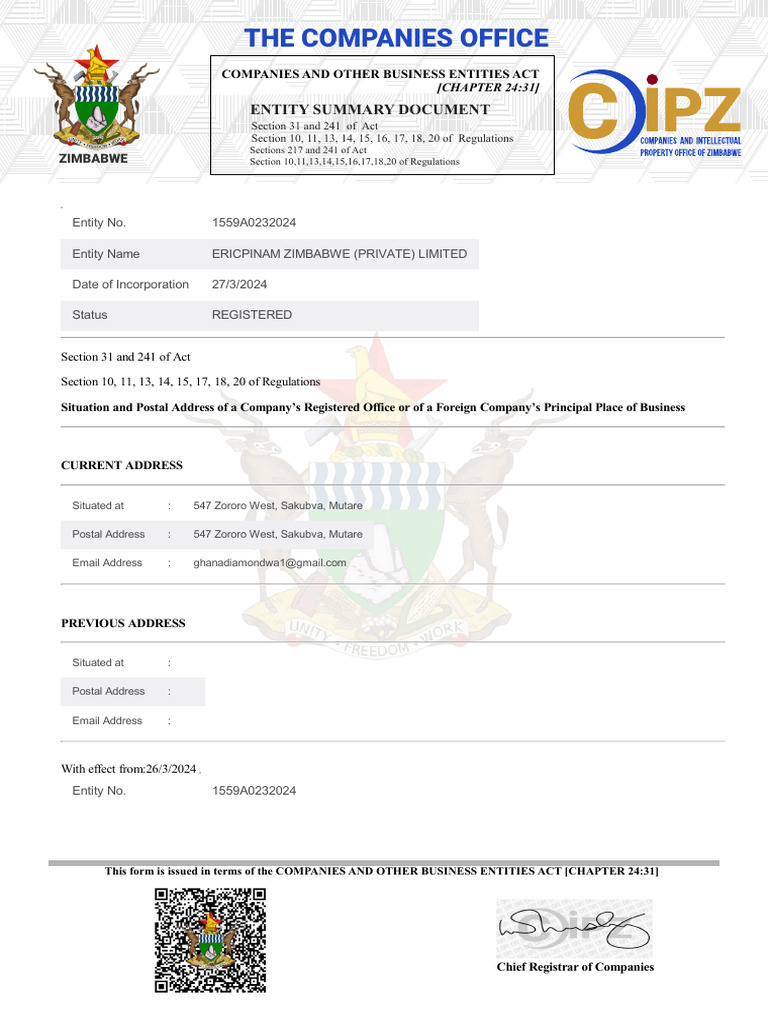 Ericpinam-Cr5, Cr6, Memorandum and Articles of Association | PDF