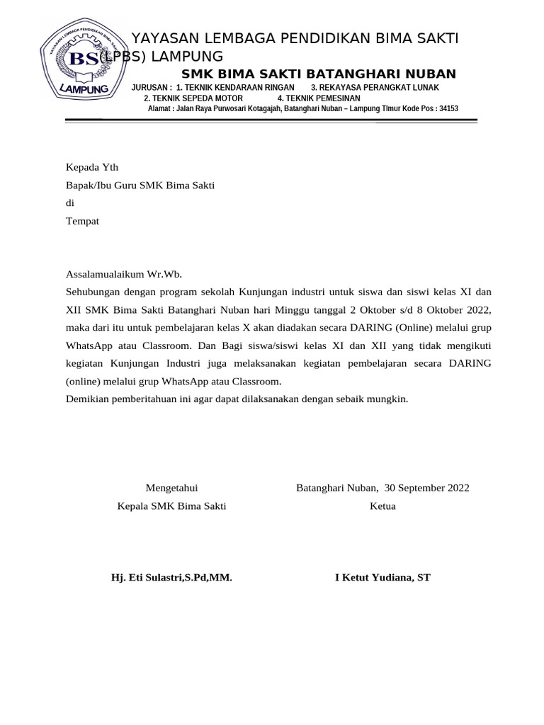 Surat Edaran Daring | PDF