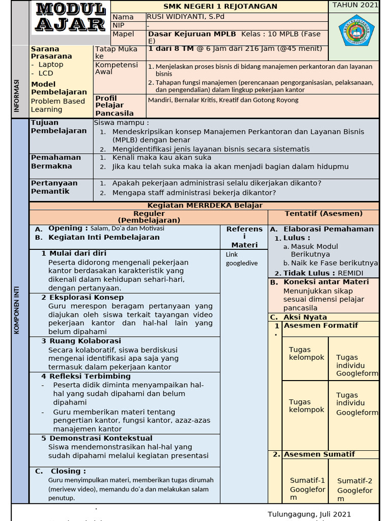 Modul Ajar MPLB E.1.1 | PDF