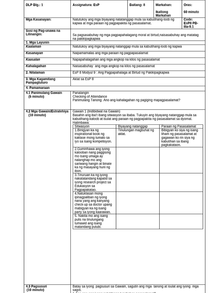 DLP No. 9.1 | PDF | Self-Improvement