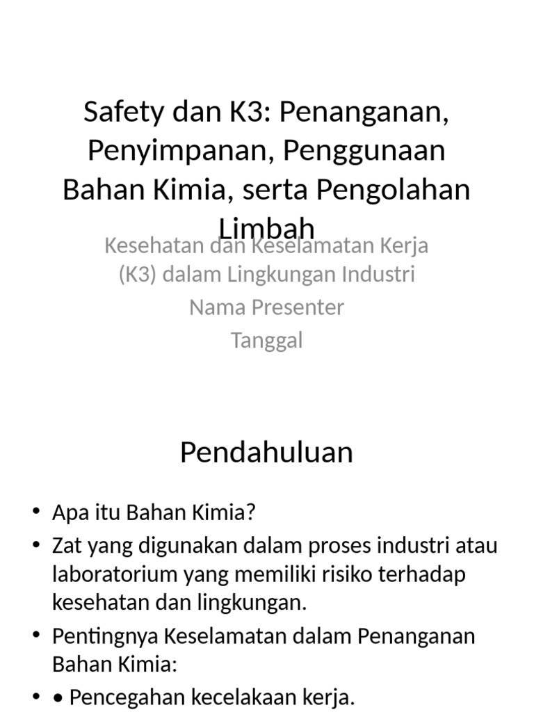 Safety Dan K3 Bahan Kimia Dan Limbah | PDF