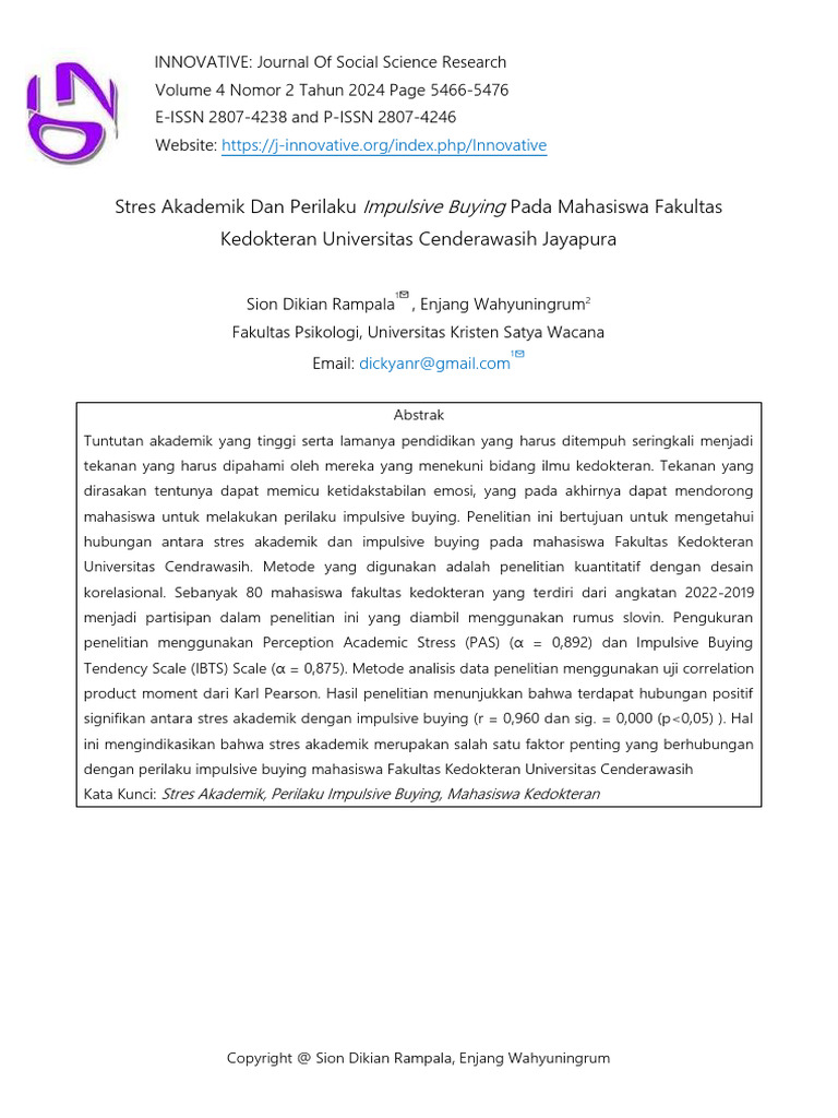 Stres Akademik Dan Perilaku Pada Mahasiswa Fakultas Kedokteran ...