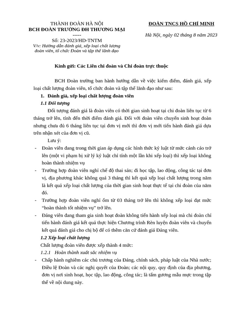 Danh-gia-xep-loai-DV-Tap-the-Doan-va-lanh-dao-Doan 2 | PDF