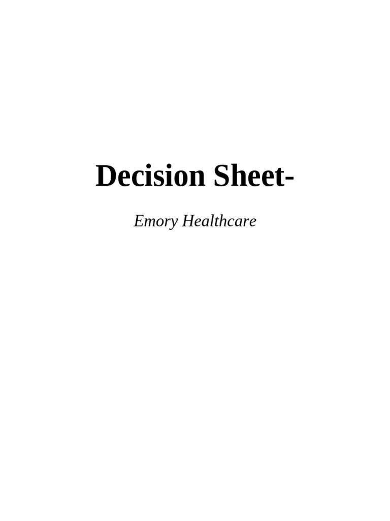 Decision Sheet - Emory Healthcare | PDF
