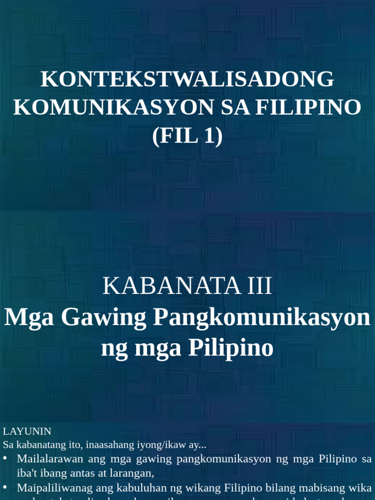 Komfil Kabanata 3 | PDF