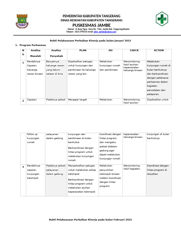 Pdca Kinerja Perkesmas 2022 | PDF