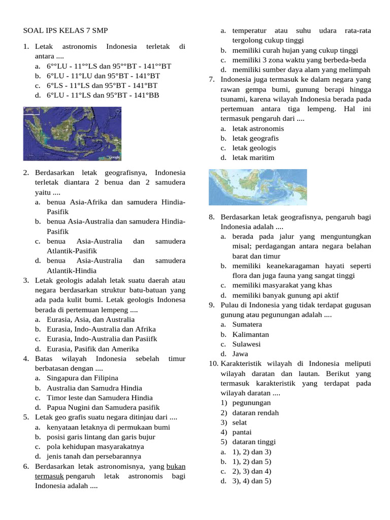 Soal PTS Ips Kelas 7 SMP | PDF