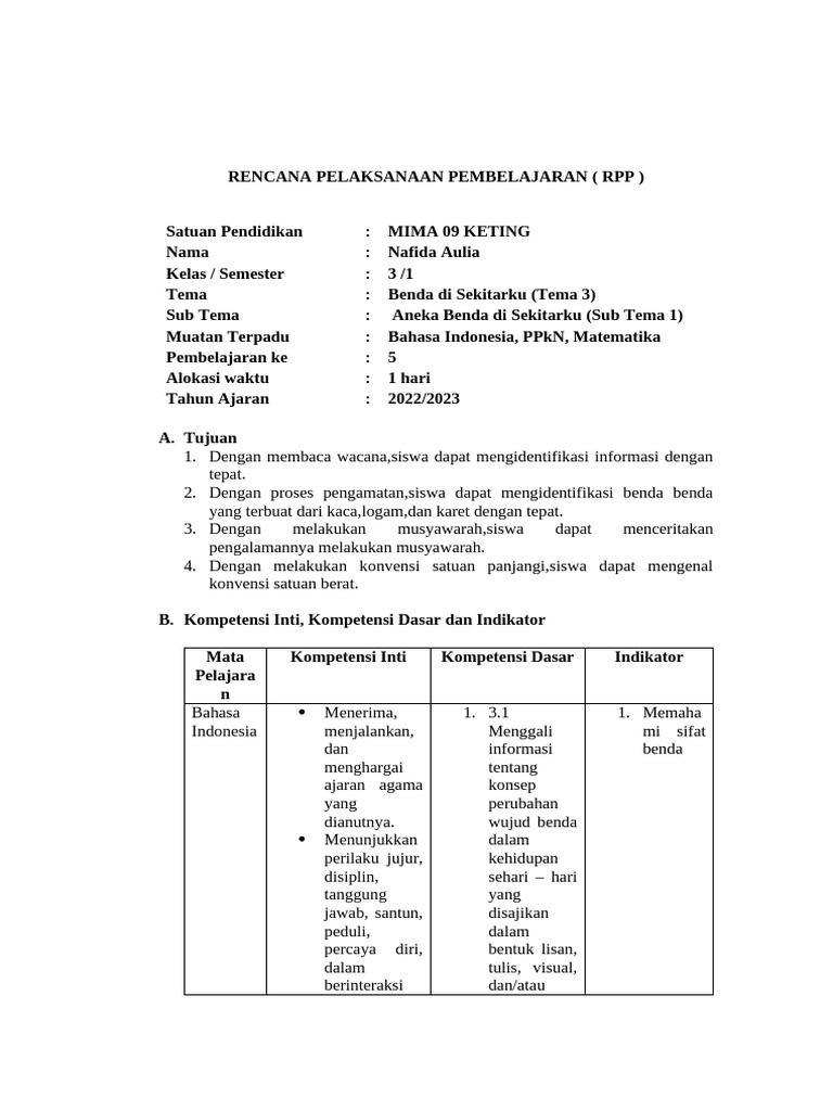 RPP, Ppl-2 (Tema 3 Sub 1 Pem.5) | PDF
