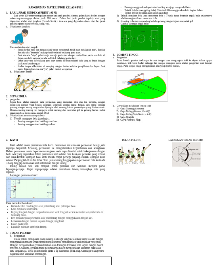 Rangkuman Materi Pjok Kelas 6 | PDF