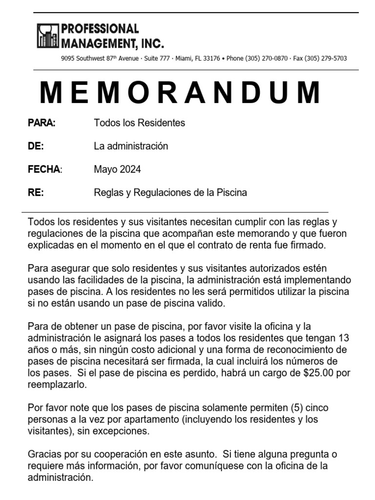 Memo To Post - Pool Ids and Rules - Spanish | PDF
