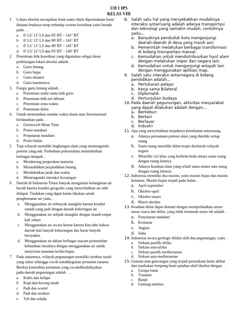 Uh 1 Ips Kurikulum Merdeka | PDF
