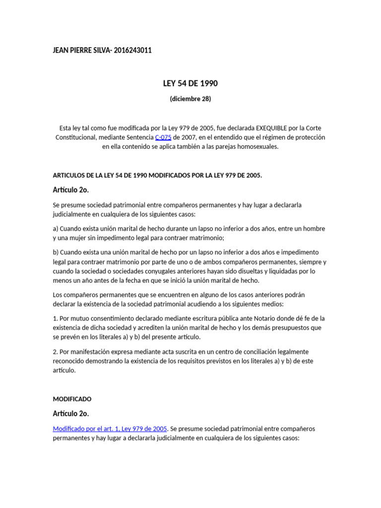 Ley 54 de 1990 | PDF