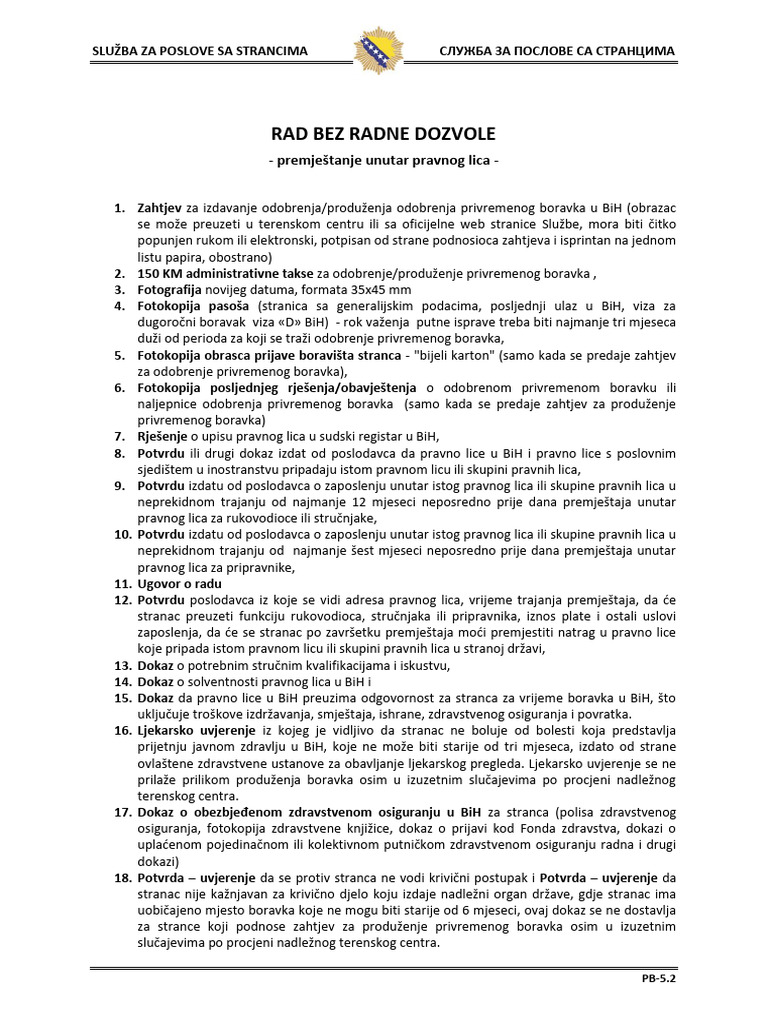 Rad Bez Radne Dozvole | PDF