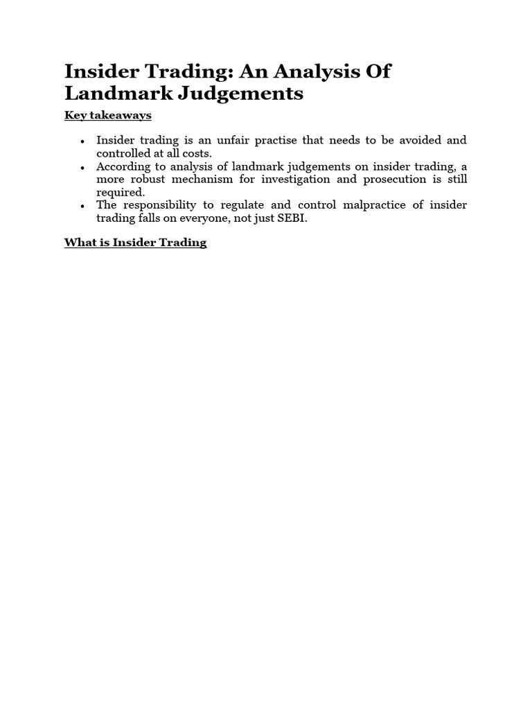 Insider Trading With Case Laws | PDF | Insider Trading | Sec Rule 10b 5