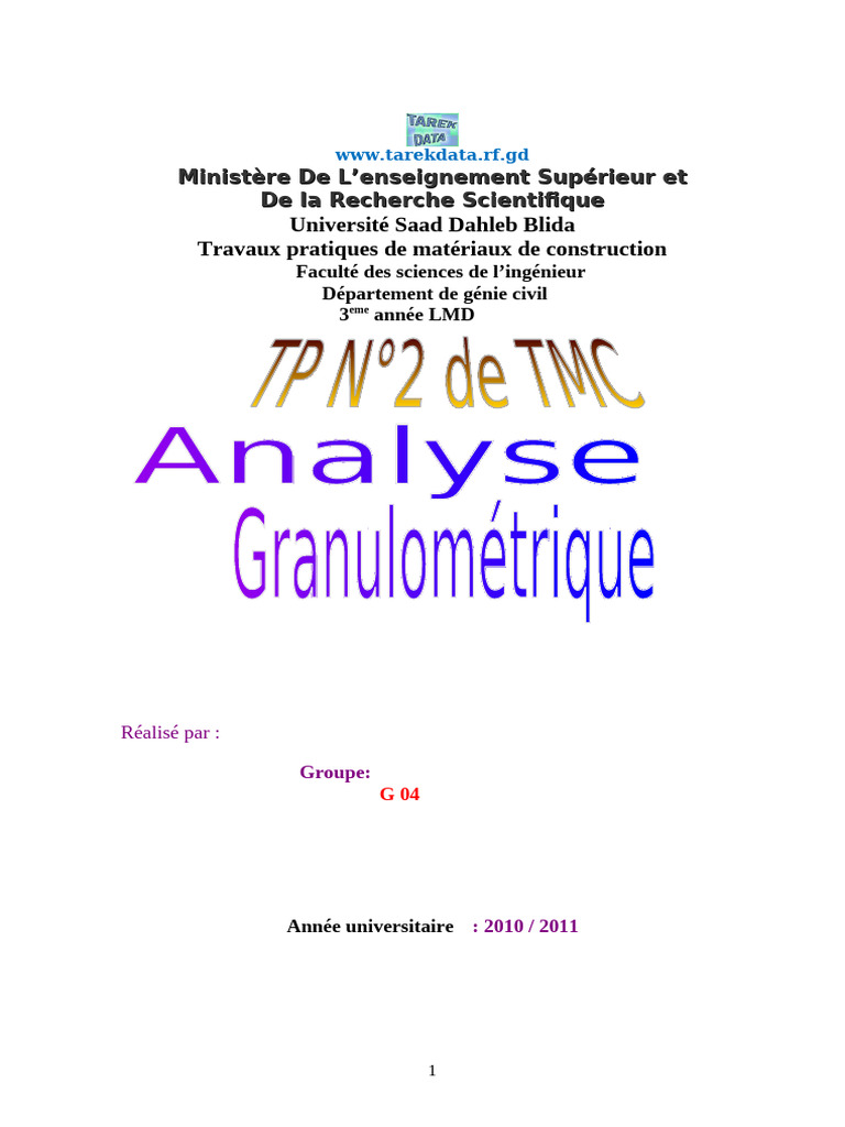 TP Analyse Granulometrique2 | PDF