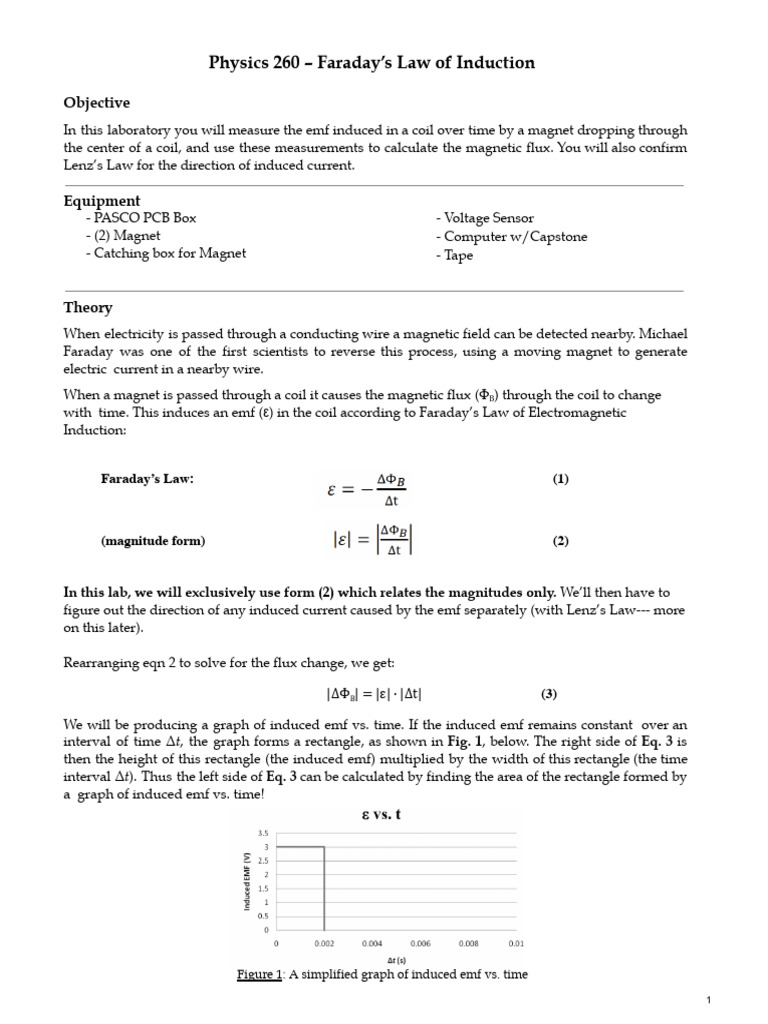 Faraday - S Law of Induction (Lab 8) | PDF | Electromagnetic Induction ...