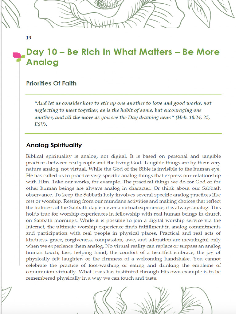 Day 10 Be Rich in What Matters - Be More Analog | PDF
