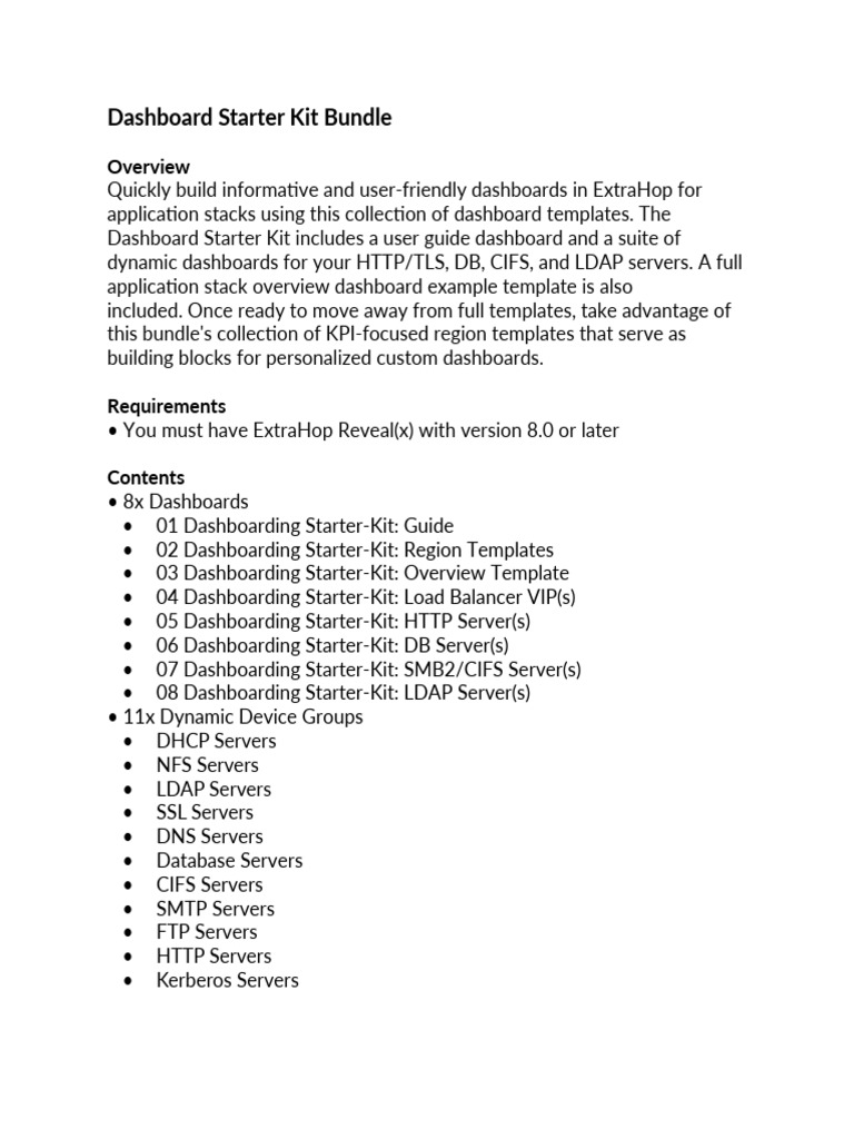 Dashboard Starter Kit Bundle Instructions | PDF