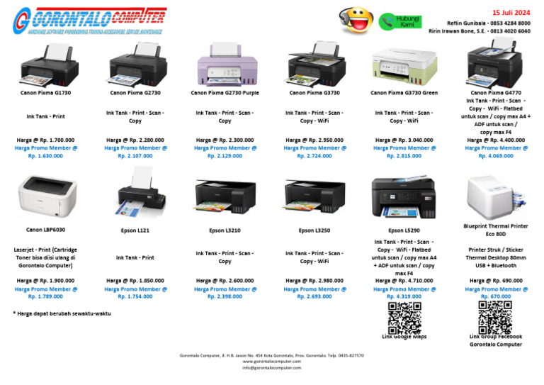Daftar Harga Printer - 15 Juli 2024 | PDF