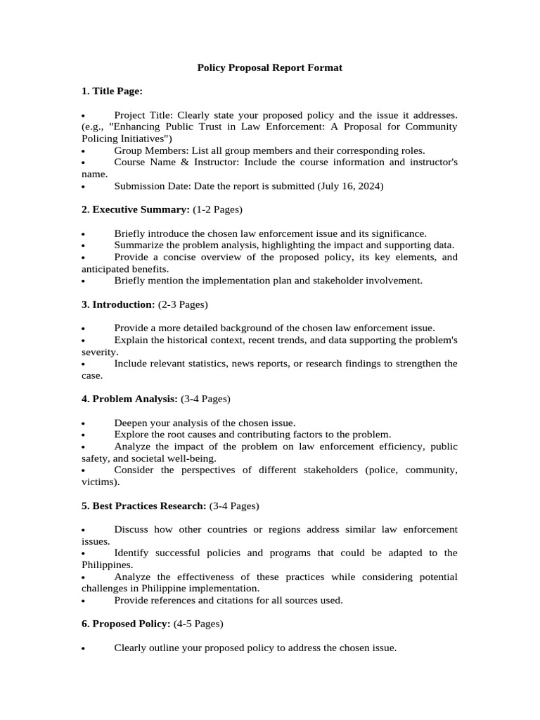 CRI 213a FINAL REQUIREMENT - Policy Proposal Report Format | PDF