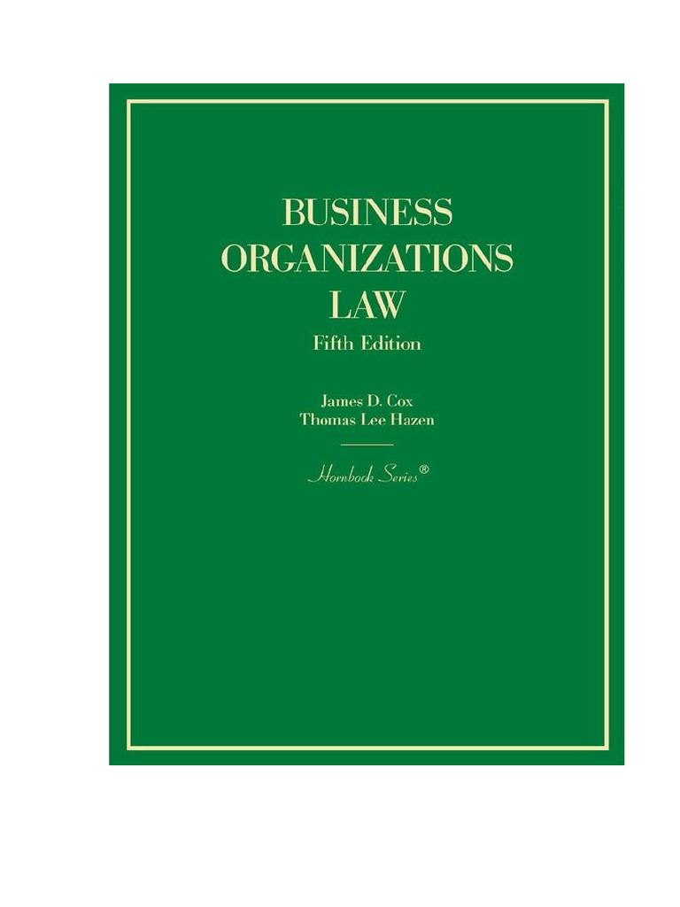 Business Organizations Law - James D. Cox | PDF