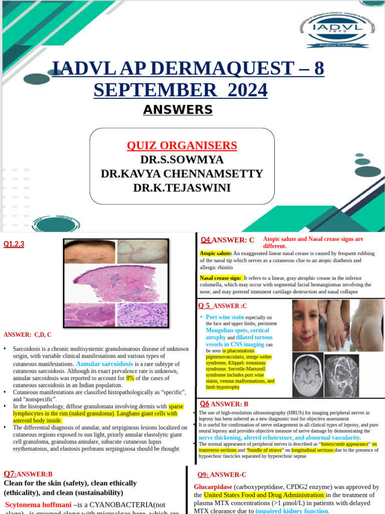 Dermaquest 8 September Key | PDF | Diseases And Disorders | Causes Of Death