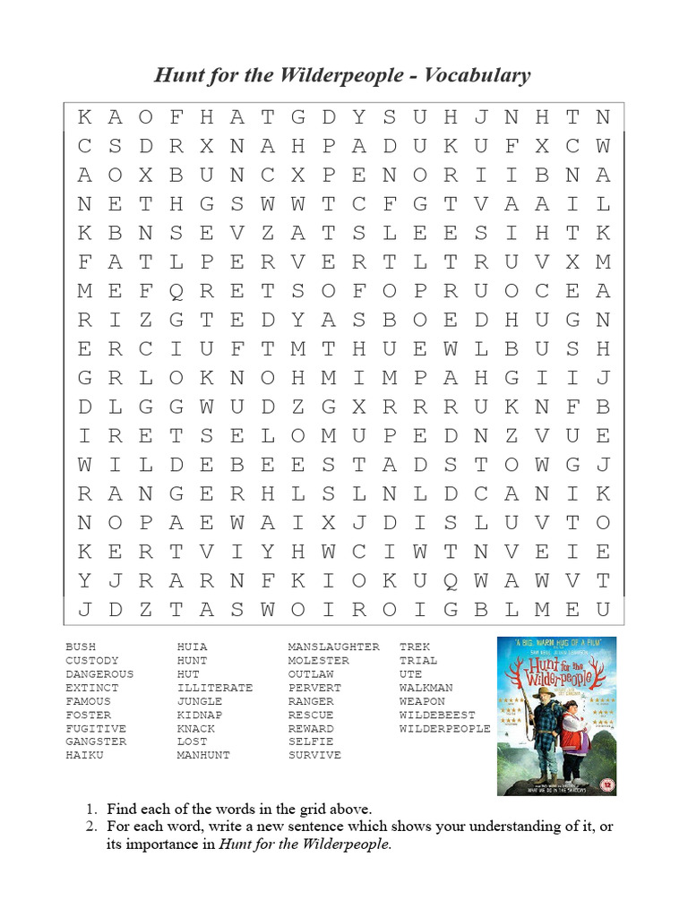 5 - Hunt For The Wilderpeople - Vocabulary Word Search | PDF