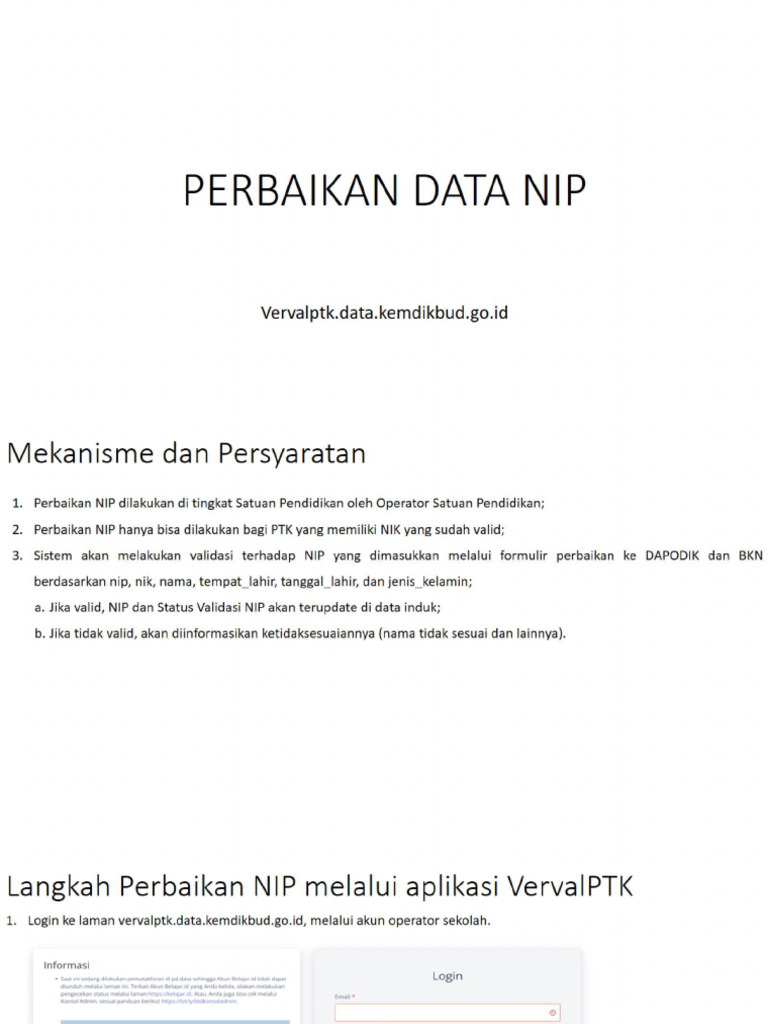 Perbaikan Data Nip PTK Pada Aplikasi Verval PTK | PDF