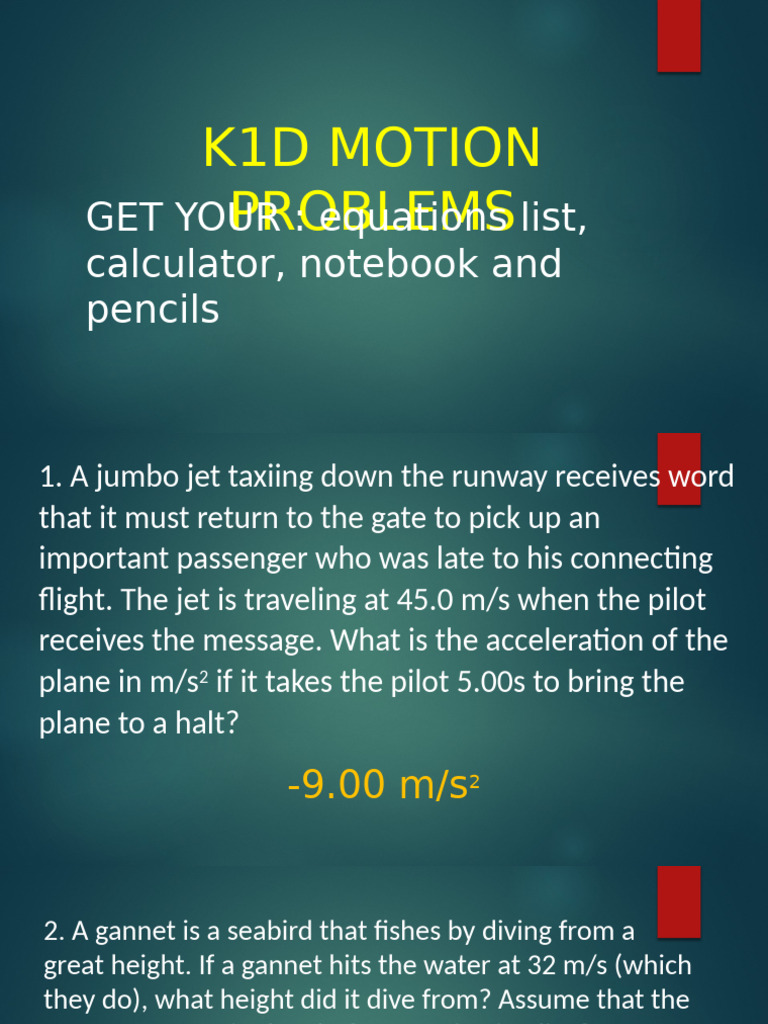 K1D Practice Problems 2 | PDF