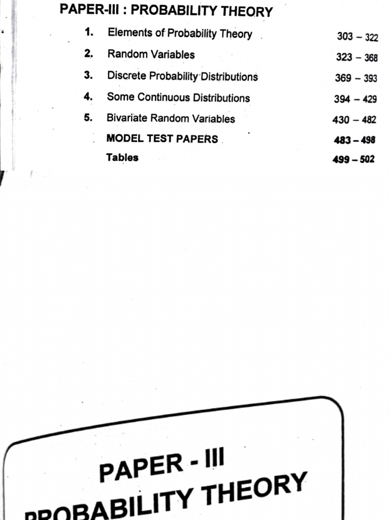 Probability Theory Full Pyq's | PDF